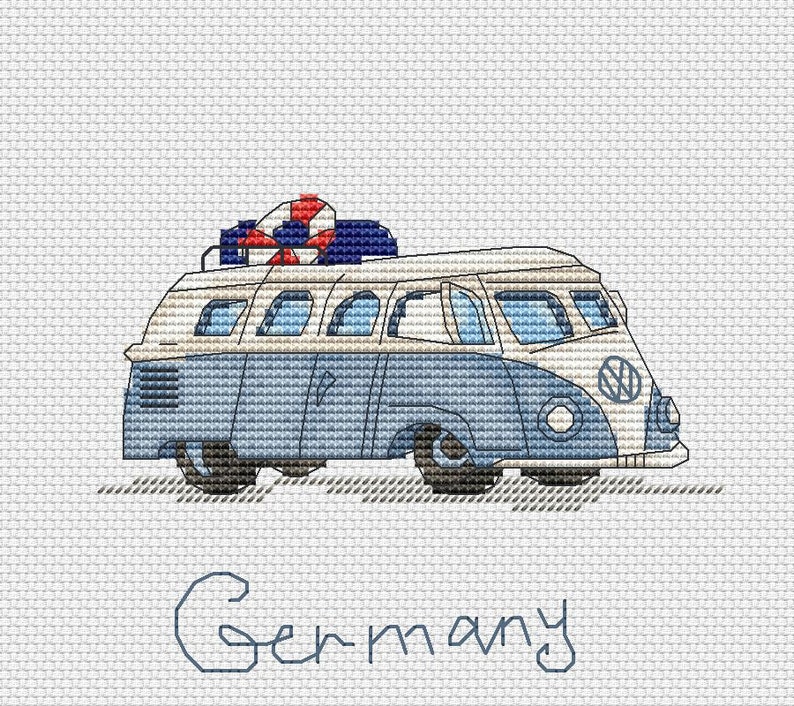 Germany Van Cross Stitch Pattern Volkswagen Pattern Hippie Van PDF ...