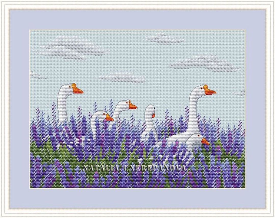 Lavender Field Cross Stitch Pattern Geese Pattern Flower Field Cross ...
