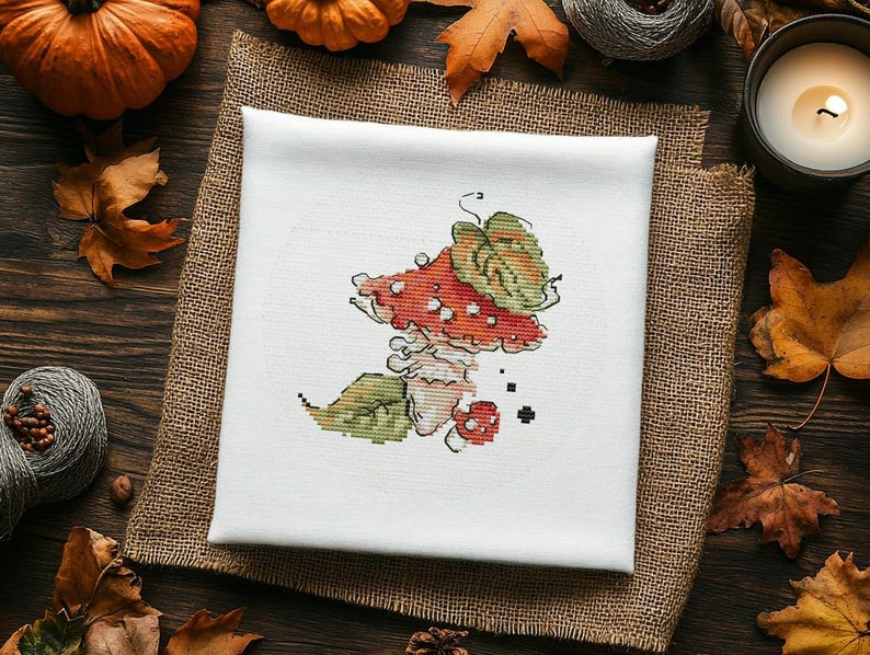 Fly Agaric Mushroom Cross Stitch Pattern, Watercolor Embroidery (PDF ...