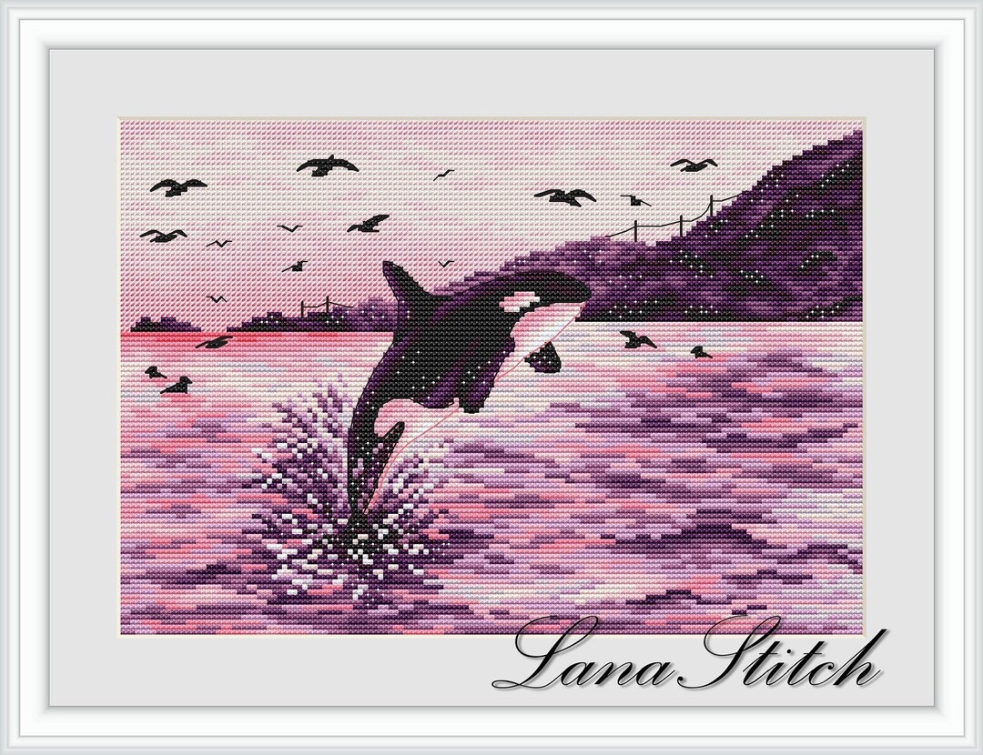 Orca Cross Stitch Pattern Seaside PDF Pattern Killer Whale Embroidery ...