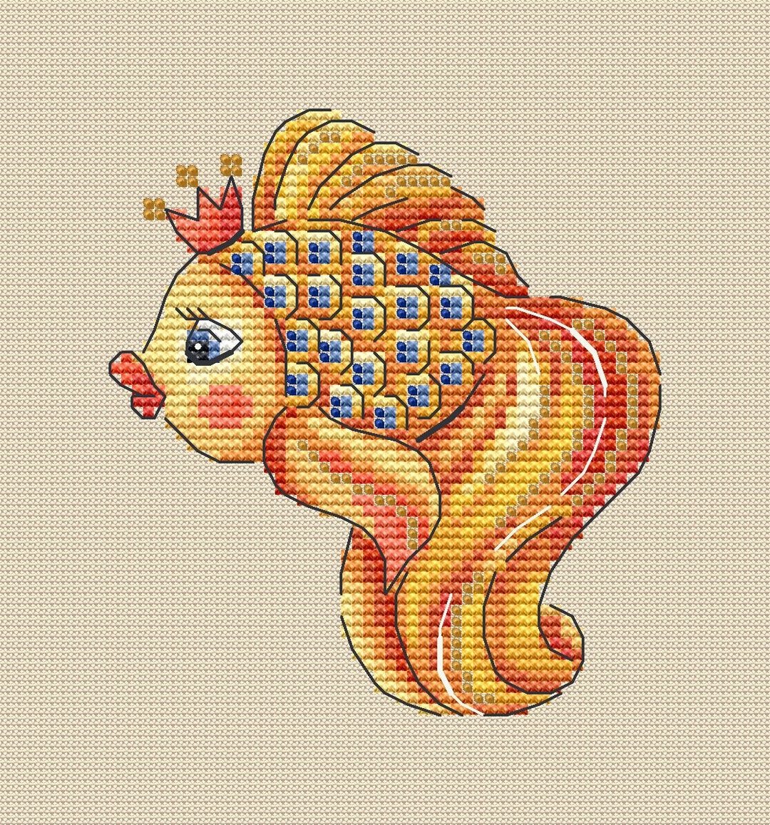 Goldfish Cross Stitch Pattern Fairytale Pattern Fish Cross Stitch ...