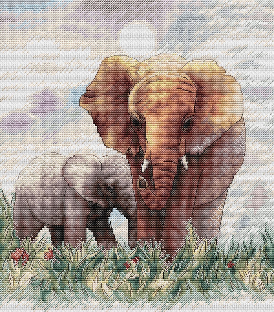 Elephants Cross Stitch Pattern Animals Pattern Baby Elephant Embroidery ...