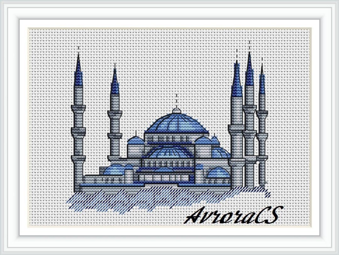 Blue Mosque Cross Stitch Pattern Istanbul PDF Pattern Turkey Embroidery ...