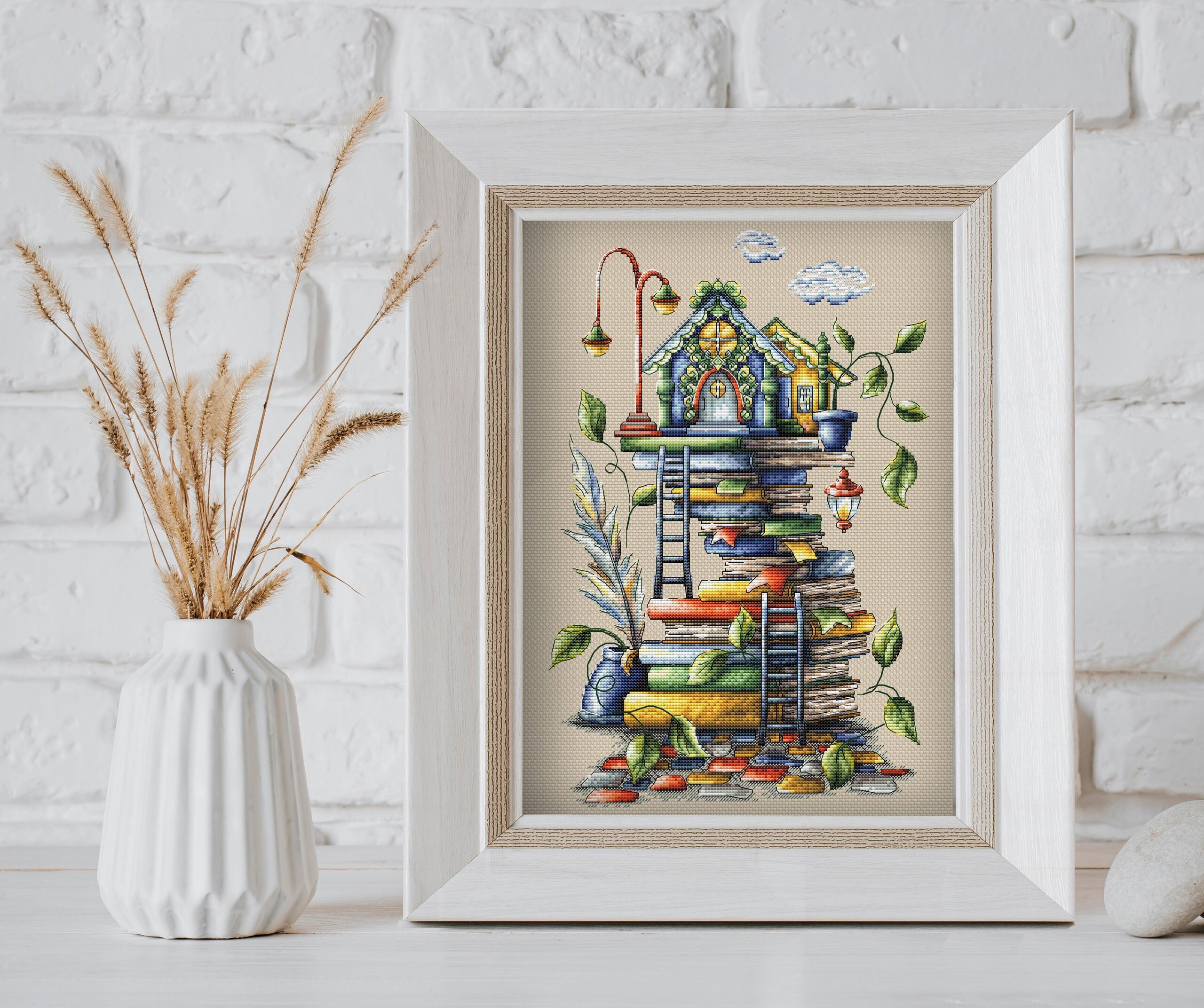Books Cross Stitch Pattern House Pattern Fairytale Embroidery - Etsy