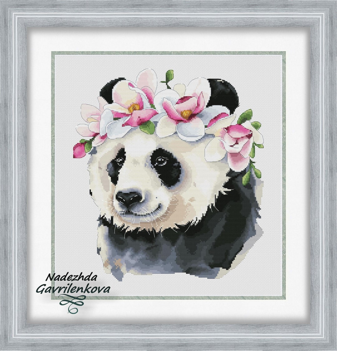 Panda Cross Stitch Pattern Cute Panda Pattern Nature Embroidery Panda ...