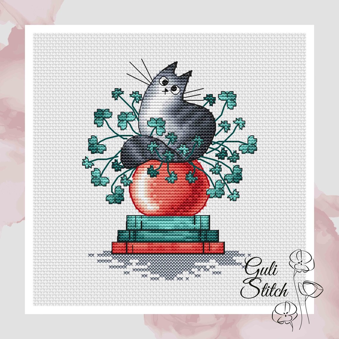 Cute Cat Cross Stitch Pattern Funny Cat Pattern Grey Cat - Etsy