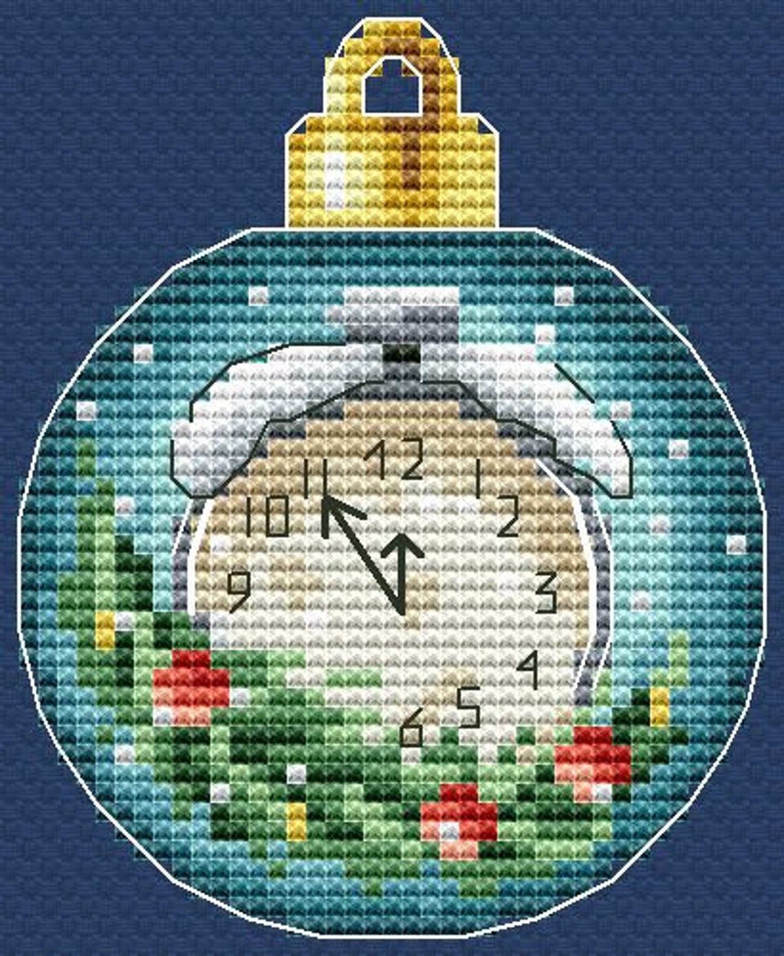 Clock Cross Stitch Pattern Christmas Pattern Christmas Bauble - Etsy