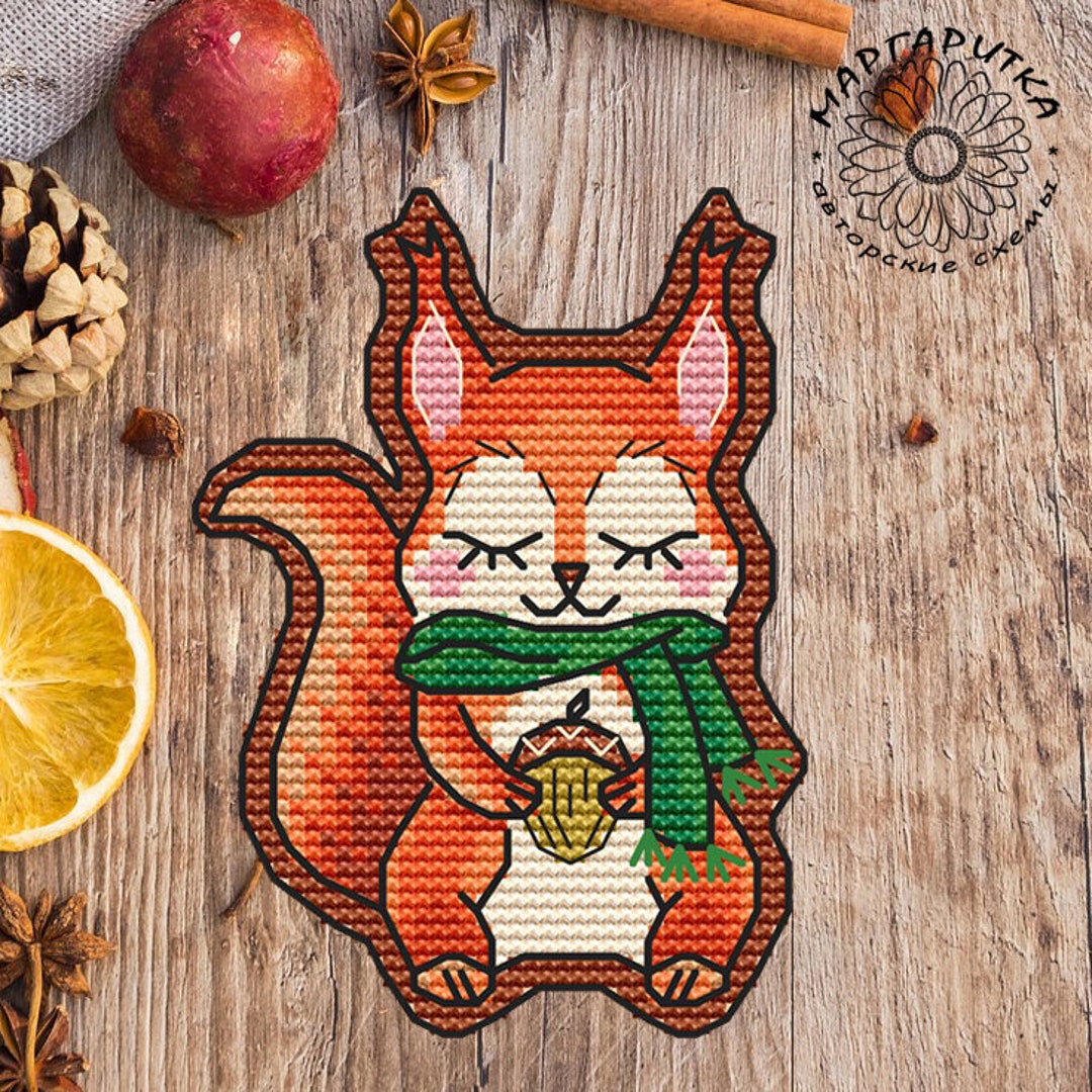 Gingerbread Squirrel Cross Stitch Pattern Cute Squirrel Pattern Funny ...