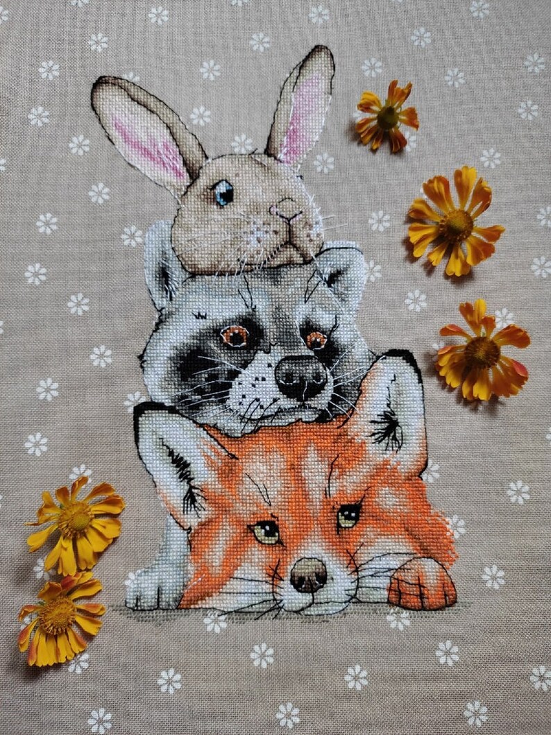 Animals Cross Stitch Pattern Fox PDF Pattern Raccoon - Etsy