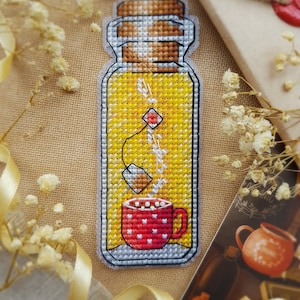 Tea Cup Cross Stitch Pattern Bottle Pattern Tea Bag PDF Pattern Small ...