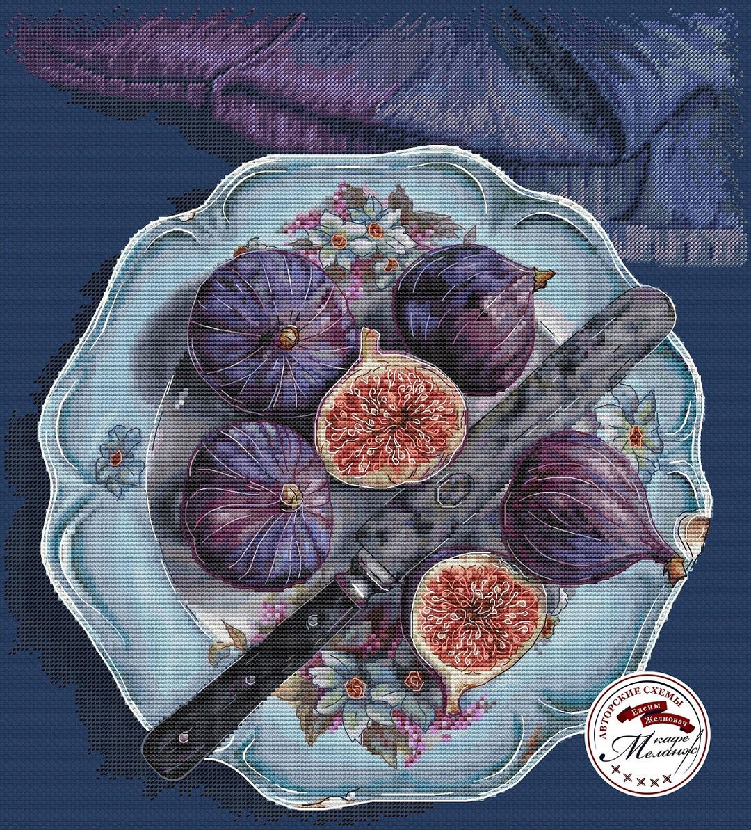 Figs Cross Stitch Pattern Plate PDF Pattern Fruits Embroidery Kitchen ...