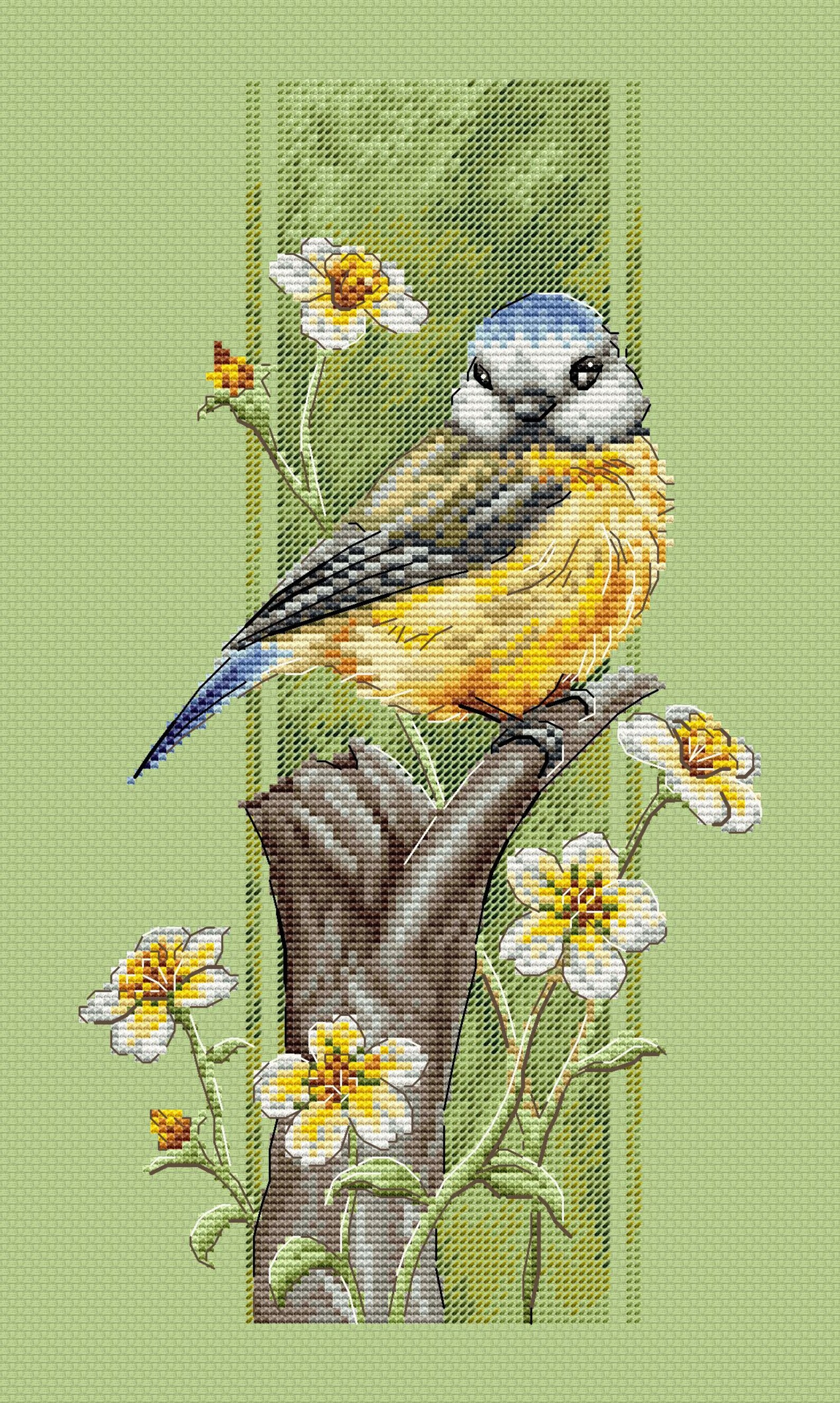 Titmouse Cross Stitch Pattern Bird Pattern Little Bird Embroidery Finch ...