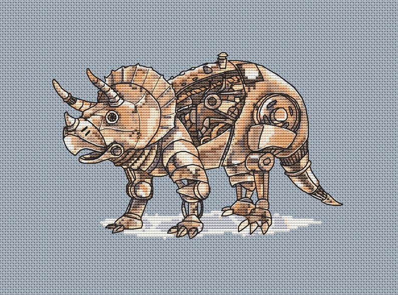 Triceratops Cross Stitch Pattern Dinosaur Pattern Steampunk - Etsy