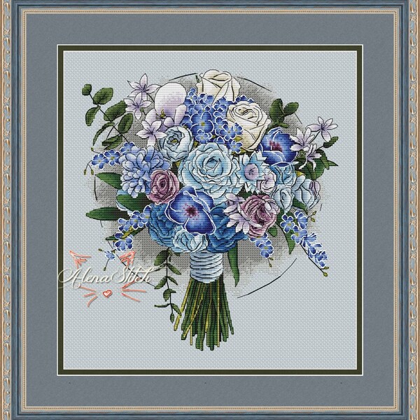 Blue Rose Cross Stitch Pattern - Etsy