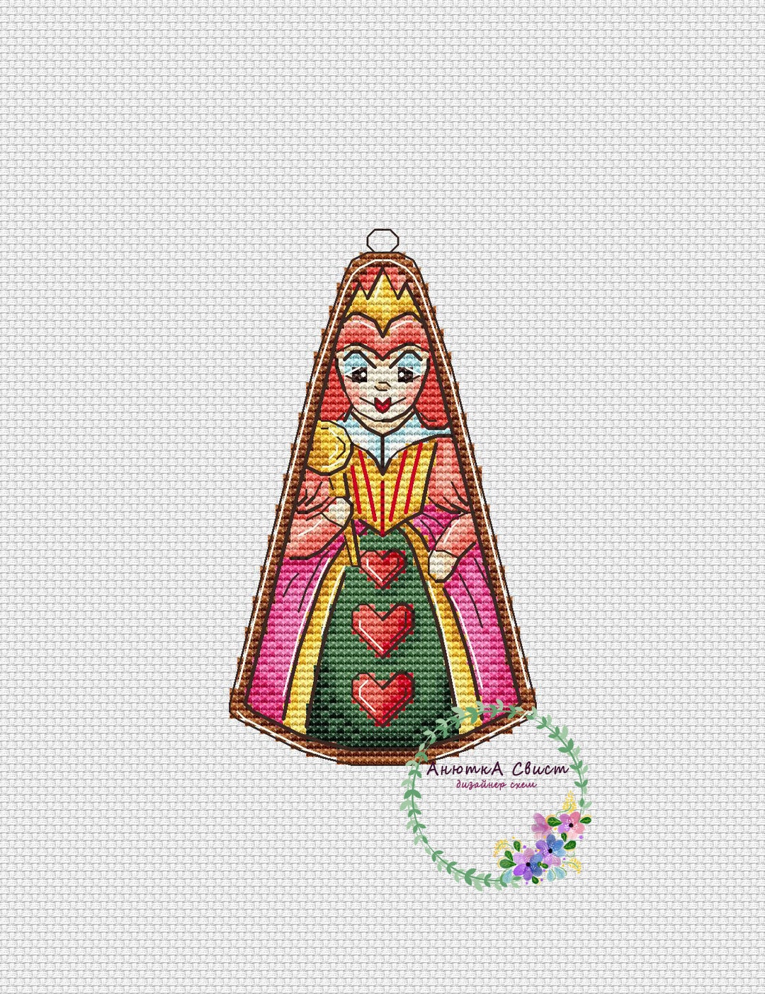 Red Queen Cross Stitch Pattern Queen of Hearts Pattern Gingerbread PDF ...
