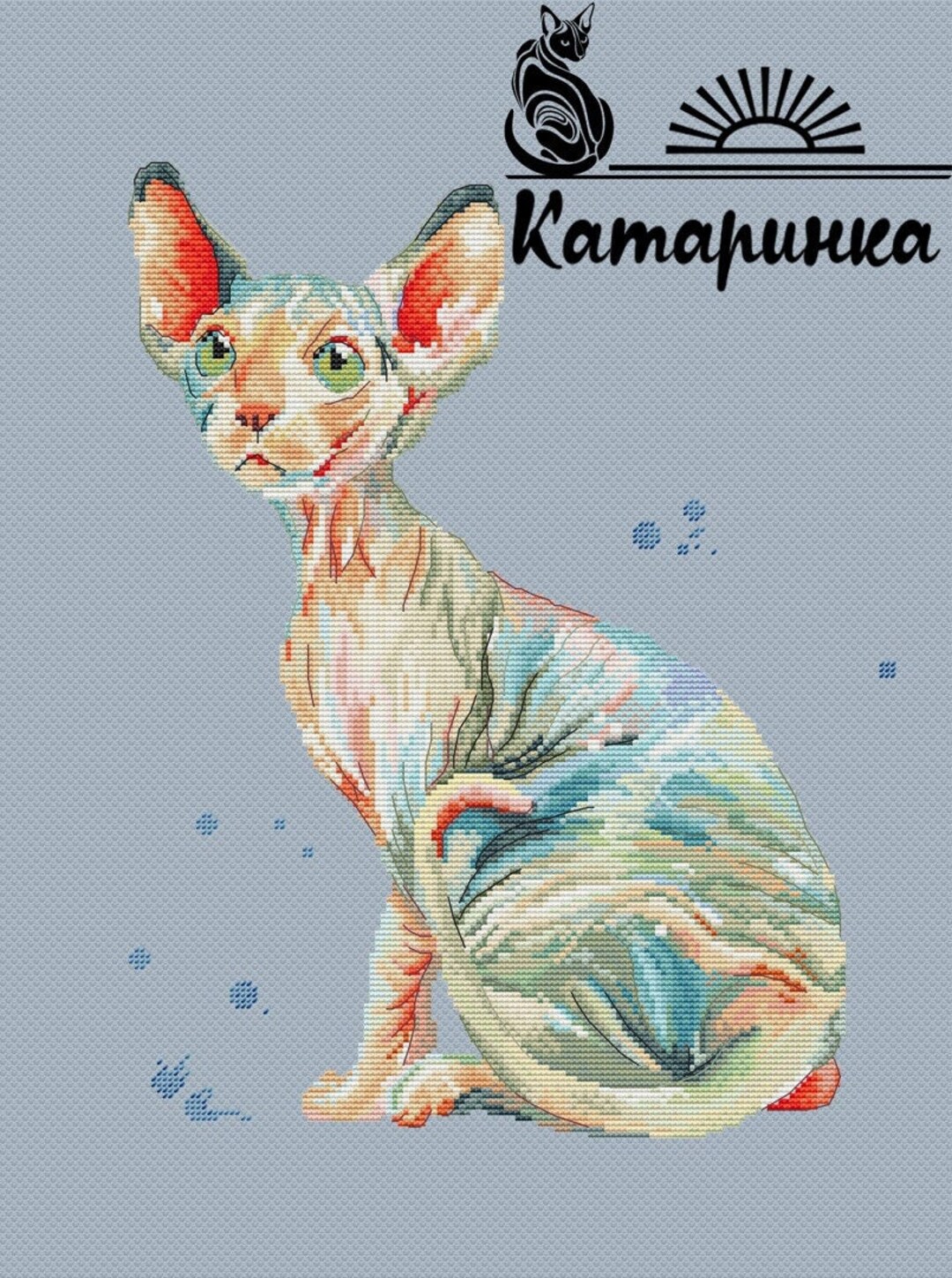 Sphynx Cross Stitch Pattern Cat Pattern PDF Watercolor Embroidery ...
