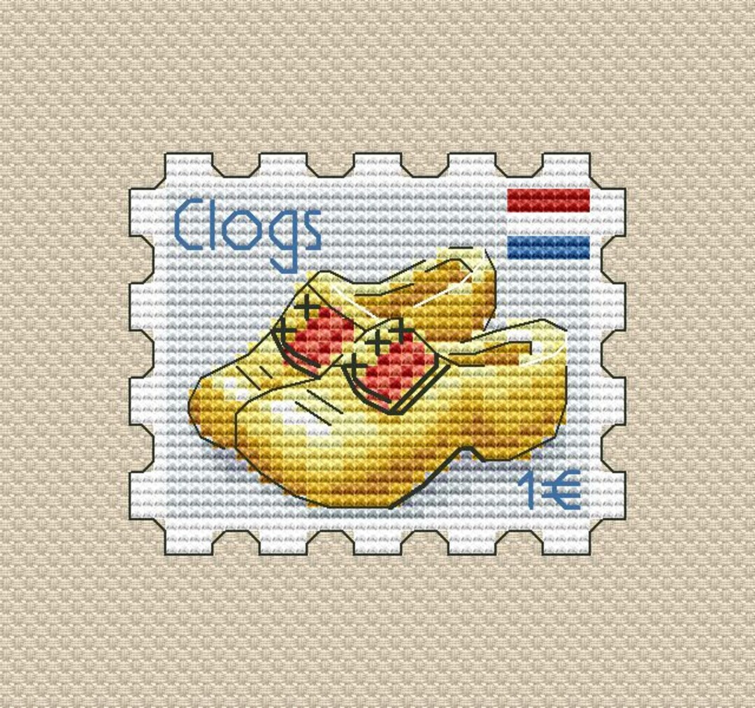 Clogs Cross Stitch Pattern, Postage Stamp Design (PDF Pattern) - Etsy