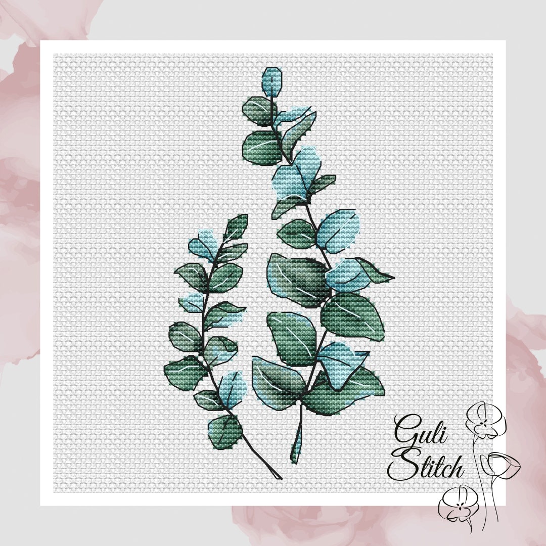 Eucalyptus Cross Stitch Pattern Plant Pattern Branch Embroidery Twig ...