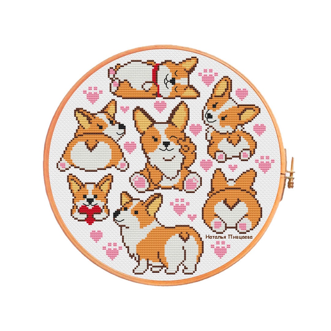 Corgi Cross Stitch Pattern Corgi Sampler PDF Pattern Cute Dogs ...
