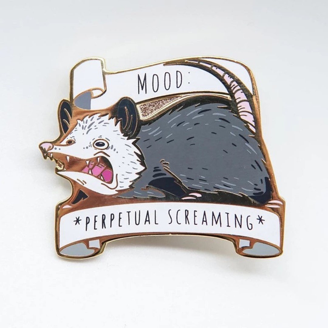 Screaming Opossum Enamel Pin, Opossum Meme Enamel Pin - Etsy