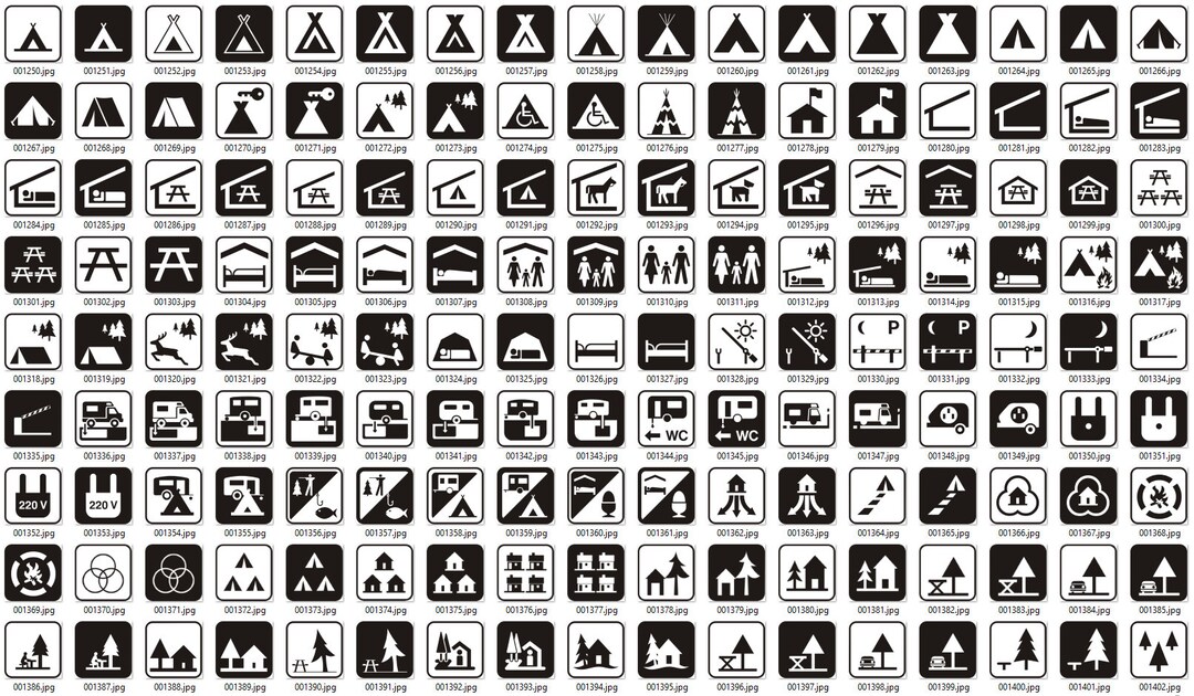 446 Collection Vector Graphics Camping & Hiking Icons Pictograms ...