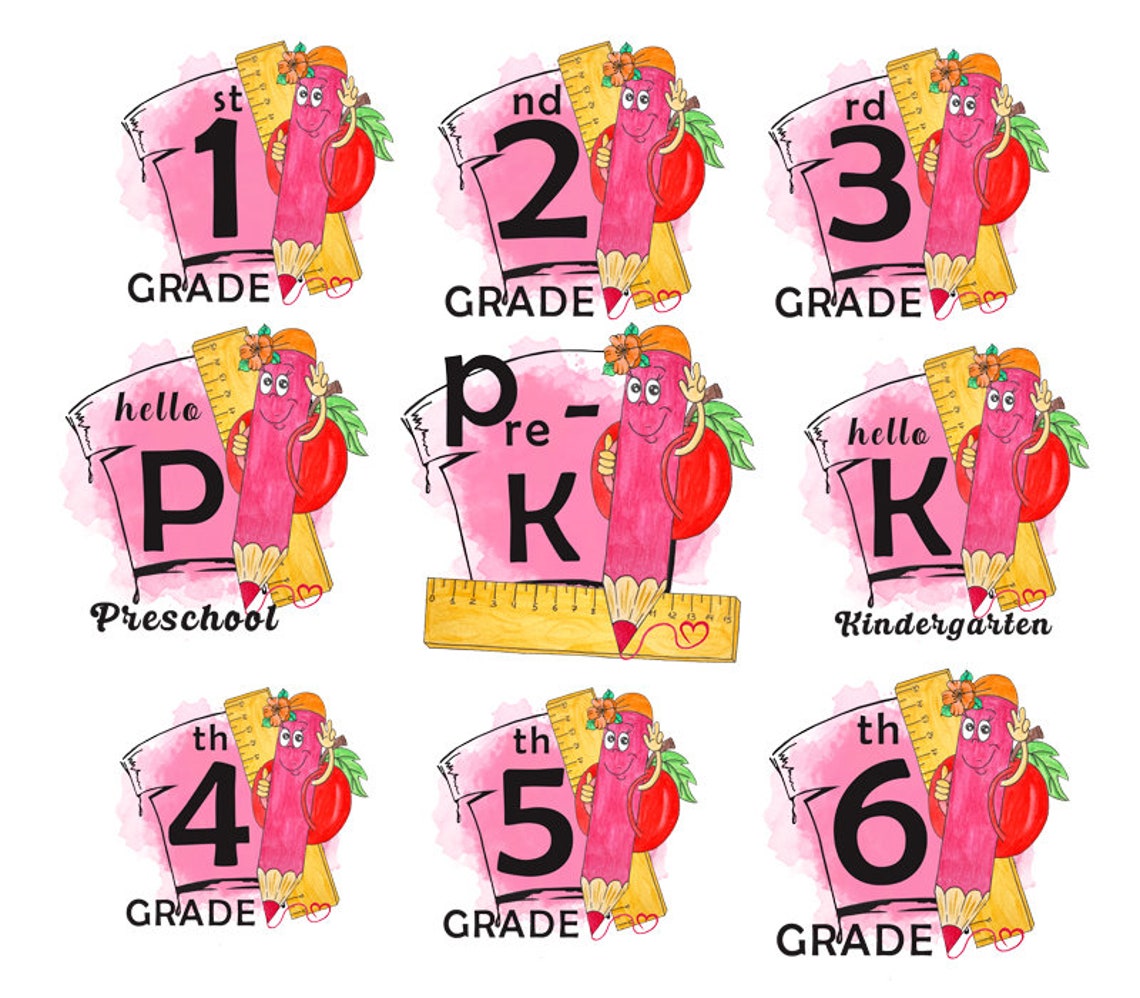 School Watercolor Png Huge School Grade Bundle Back to - Etsy