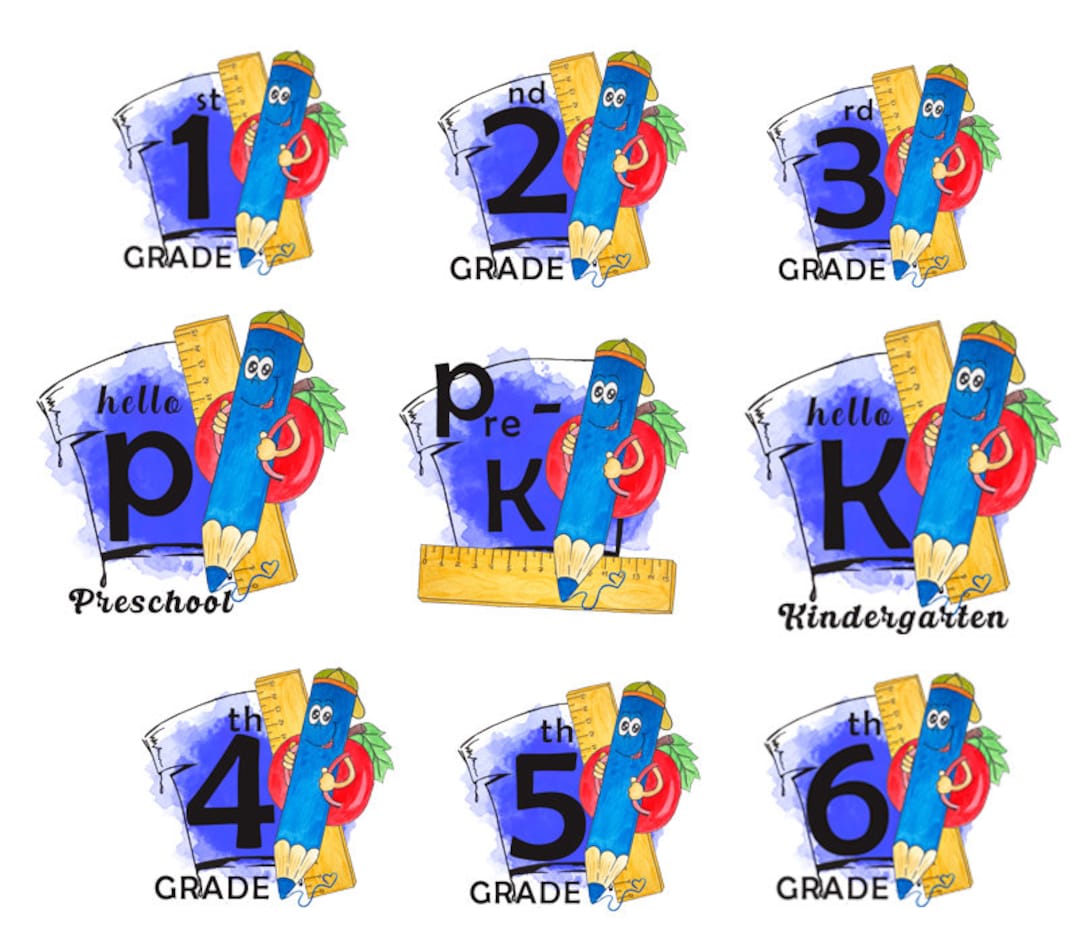 School Watercolor Png, Huge School Grade Bundle, Back to School PNG ...