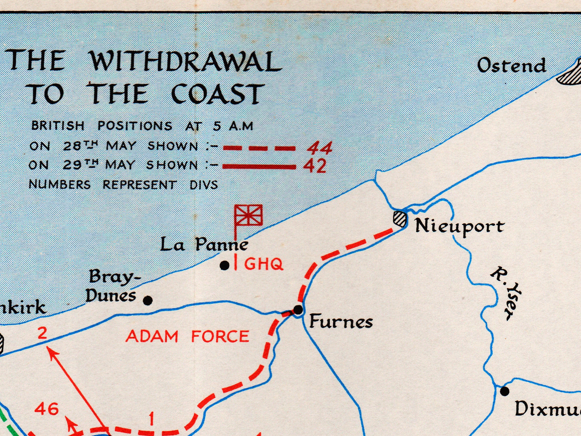 Dunkirk Evacuation Map, Troop Positions, Operation Dynamo, WW2 History ...