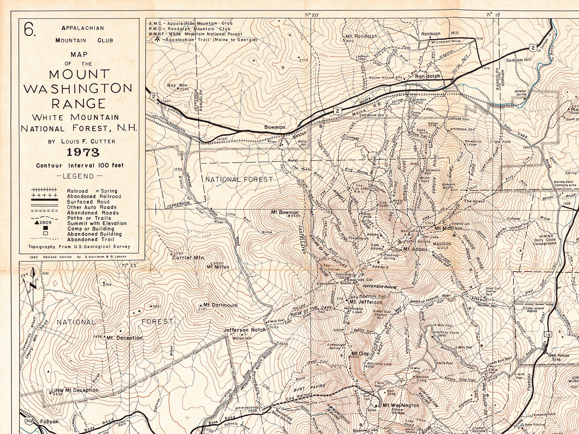 Appalachian Mountain Club Map of the Mount Washington Range, White ...
