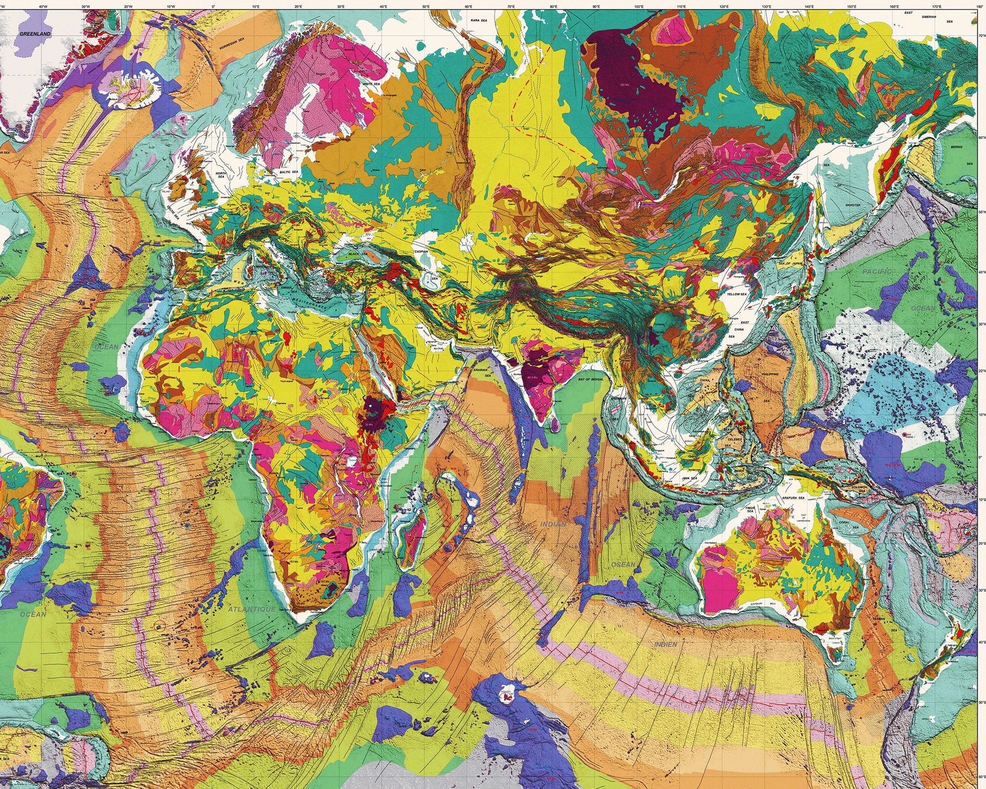 Geological Map of the World, Geology Wall Map Art Decor, Geologist Gift ...