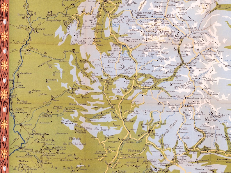 French Alps Map, Alps Poster Map, Alps Wall Art, French Home Decor ...