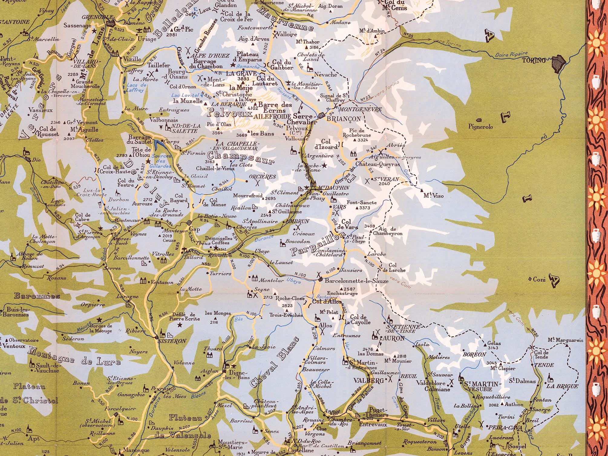 French Alps Map, Alps Poster Map, Alps Wall Art, French Home Decor ...