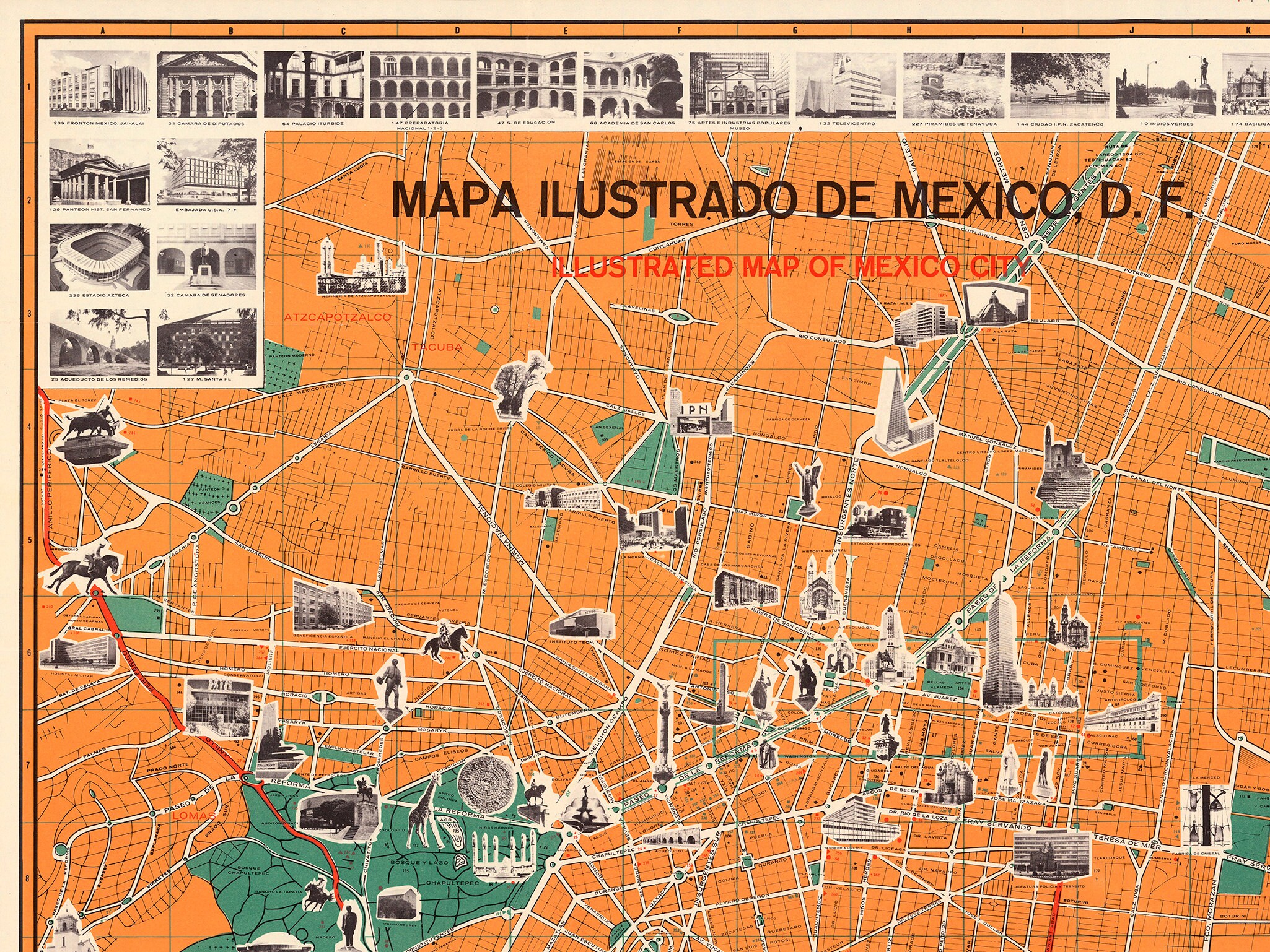 Mexico City Map Vintage Illustrated Map Of Mexico City Mexico City