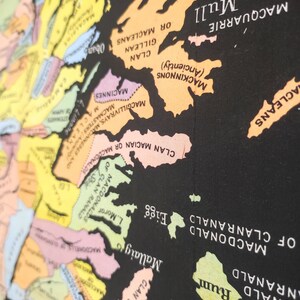 Vintage Map of Scotland, Showing the Historical Distribution of Clans ...