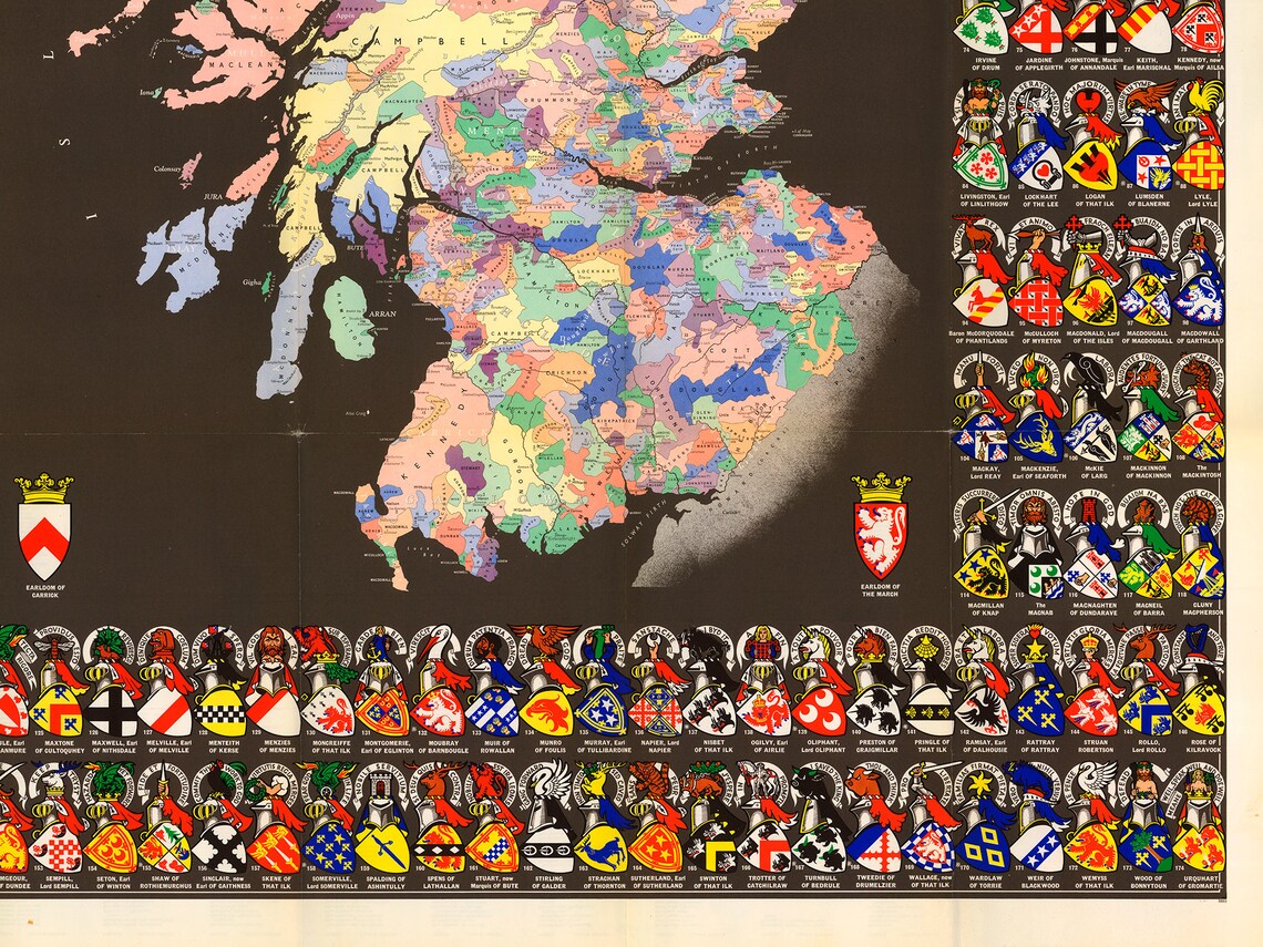 Clan Map of Scotland, Scottish Clans Map, Scotland of Old, Clan ...