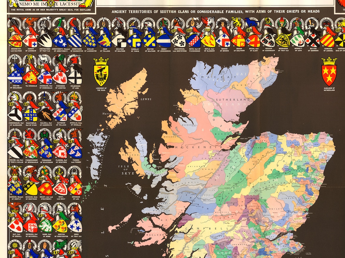 Clan Map of Scotland, Scottish Clans Map, Scotland of Old, Clan ...