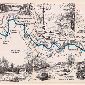 Vintage Fisherman's Map of Salmon Pools on the River Dee, Scotland. - Etsy