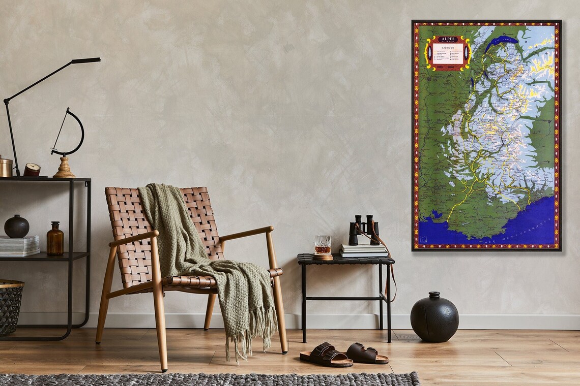 French Alps Map Alps Poster Map Alps Wall Art French Home - Etsy