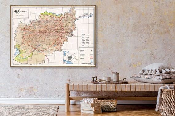 Wall Décor Afghanistan gifts old Afghanistan map Afghan decor ...