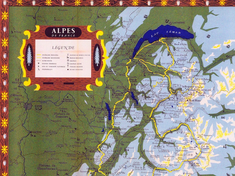 French Alps Map, Alps Poster Map, Alps Wall Art, French Home Decor ...