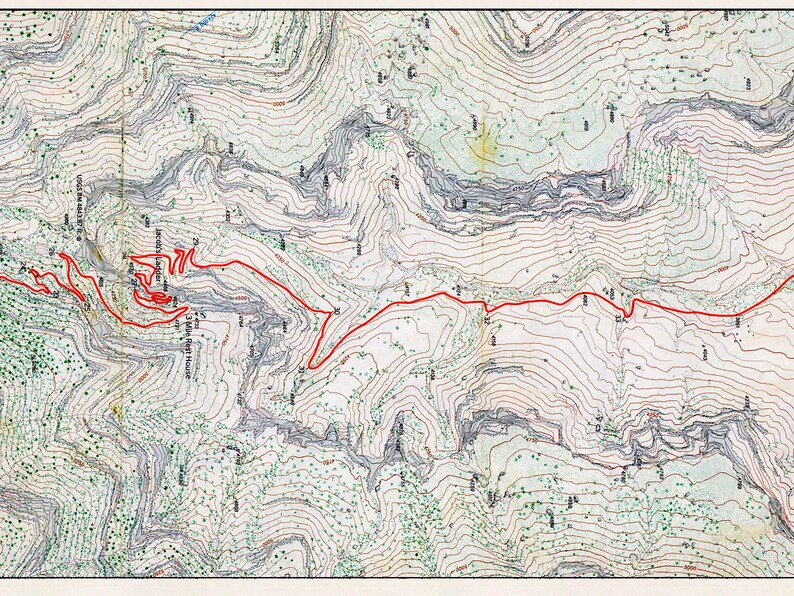 Grand Canyon, Arizona, Bright Angel Trail Map - Large-scale Map of the ...