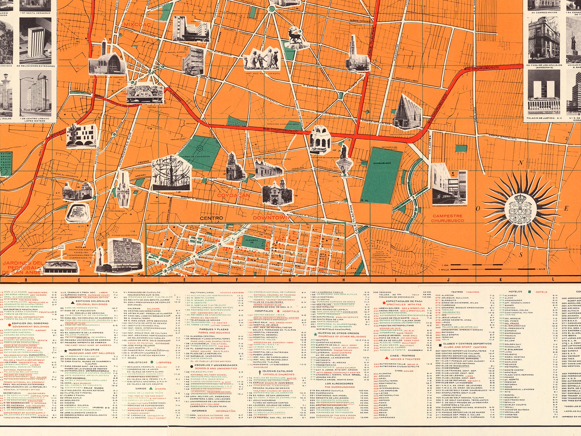 Mexico City Map Vintage Illustrated Map Of Mexico City Mexico City