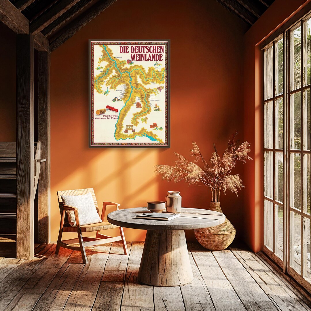 German Wine Regions Map, Illustrated Wine Country Poster, Pictorial Map ...