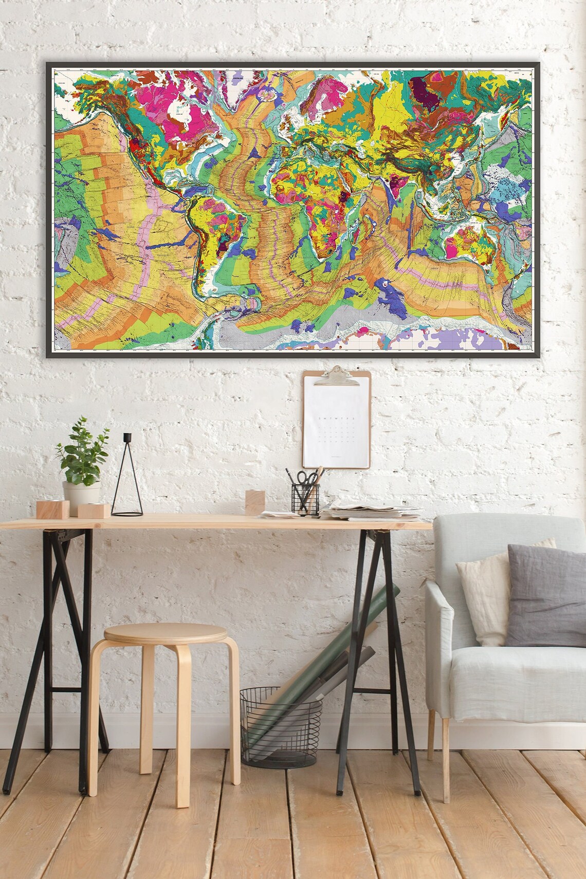 Geological Map of the World, Geology Wall Map Art Decor, Geologist Gift ...