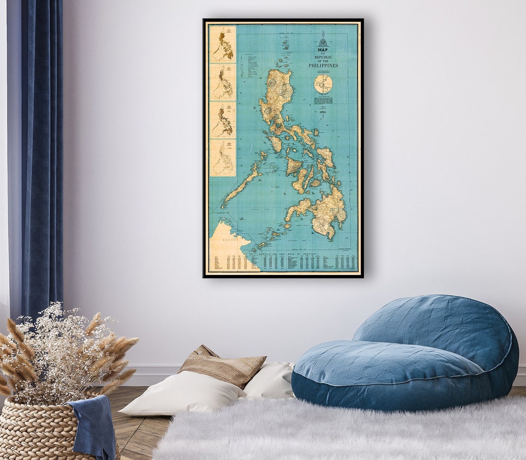 Vintage Philippines Map, Large Philippines Print, Philippines Wall ...