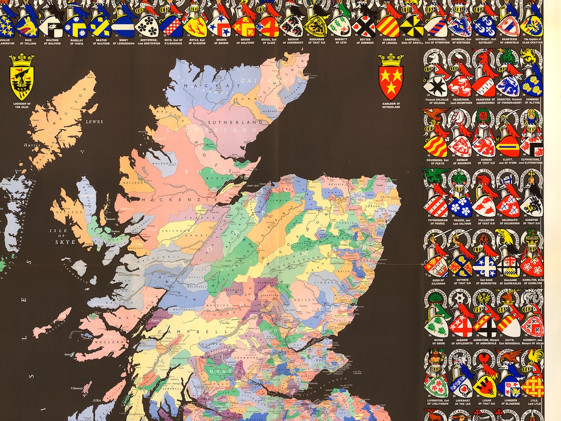 Clan Map of Scotland, Scottish Clans Map, Scotland of Old, Clan ...