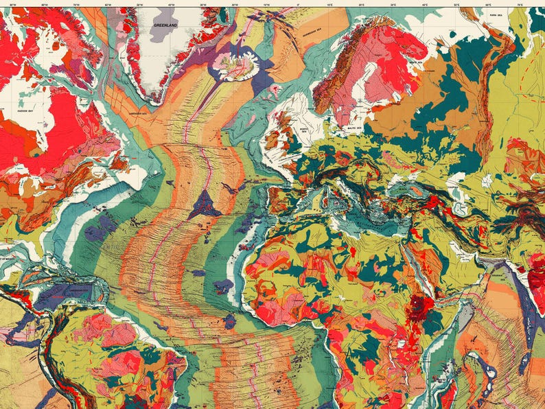 Geological Map of the World, Geology Wall Art, Geology Decor, Geologist ...
