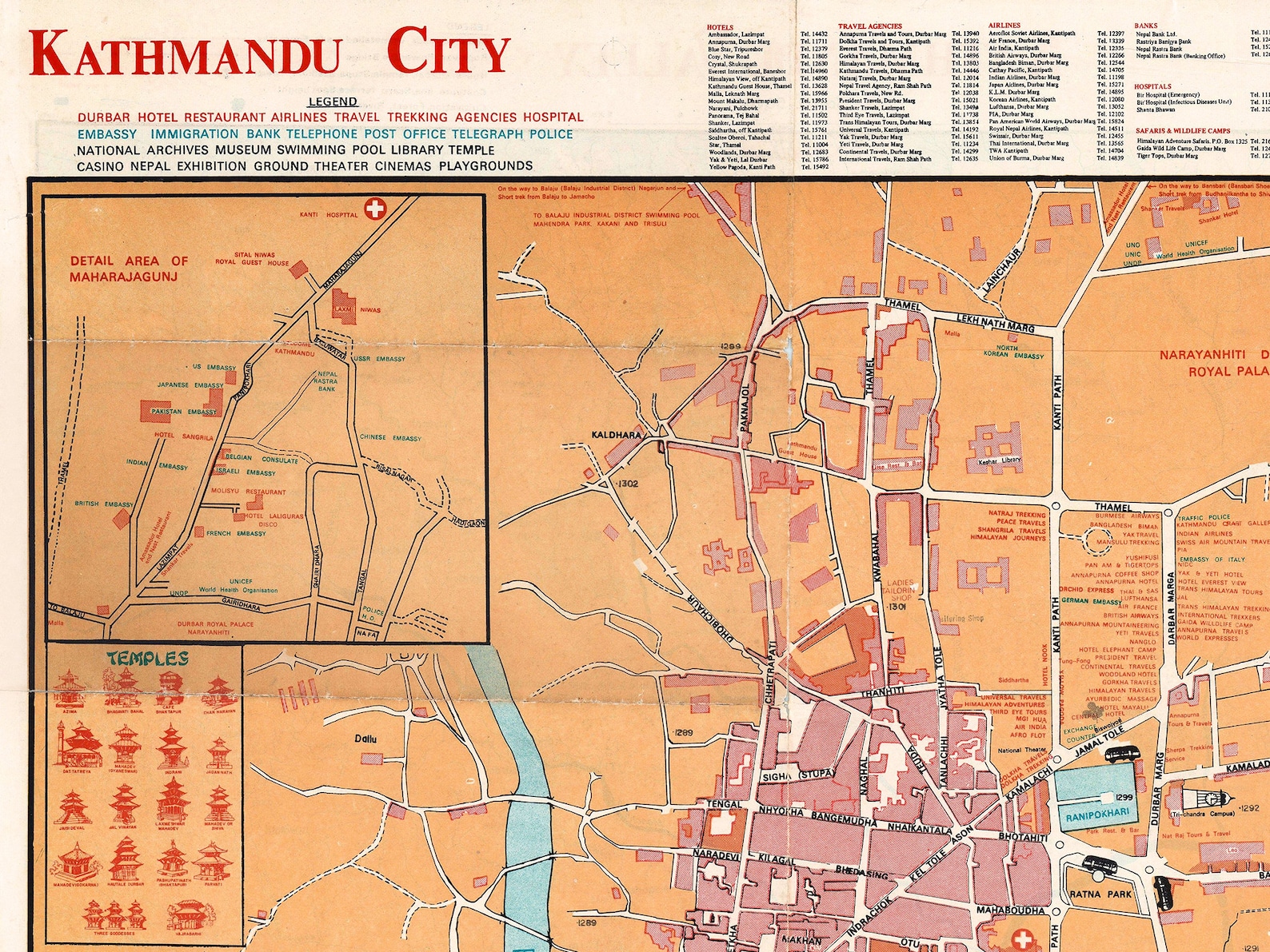 Vintage Map of Kathmandu City, Nepal Maps, Kathmandu Wall Art ...