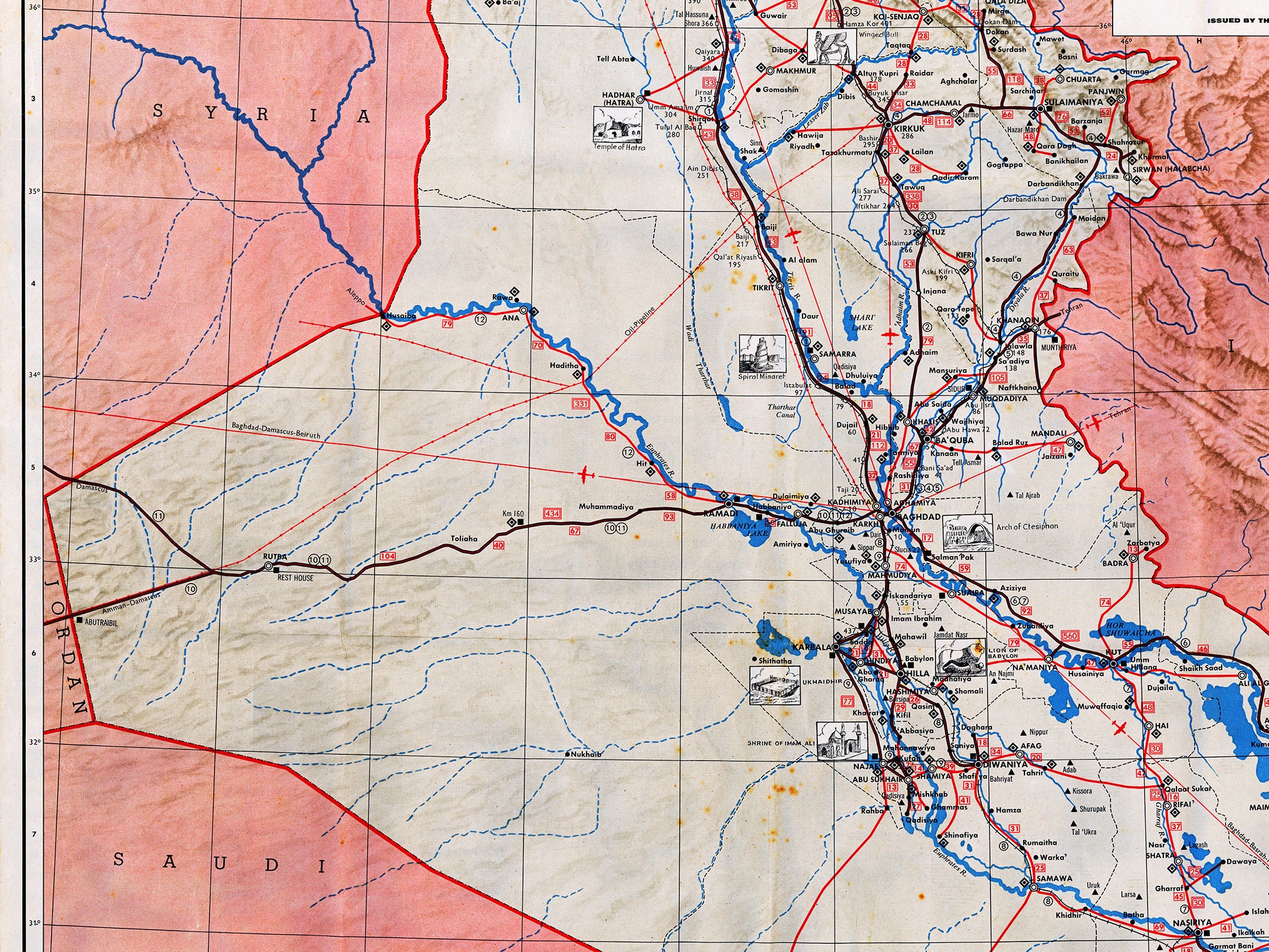 Vintage Iraq Tourist Map Print: Iraqi Wall Art - Etsy
