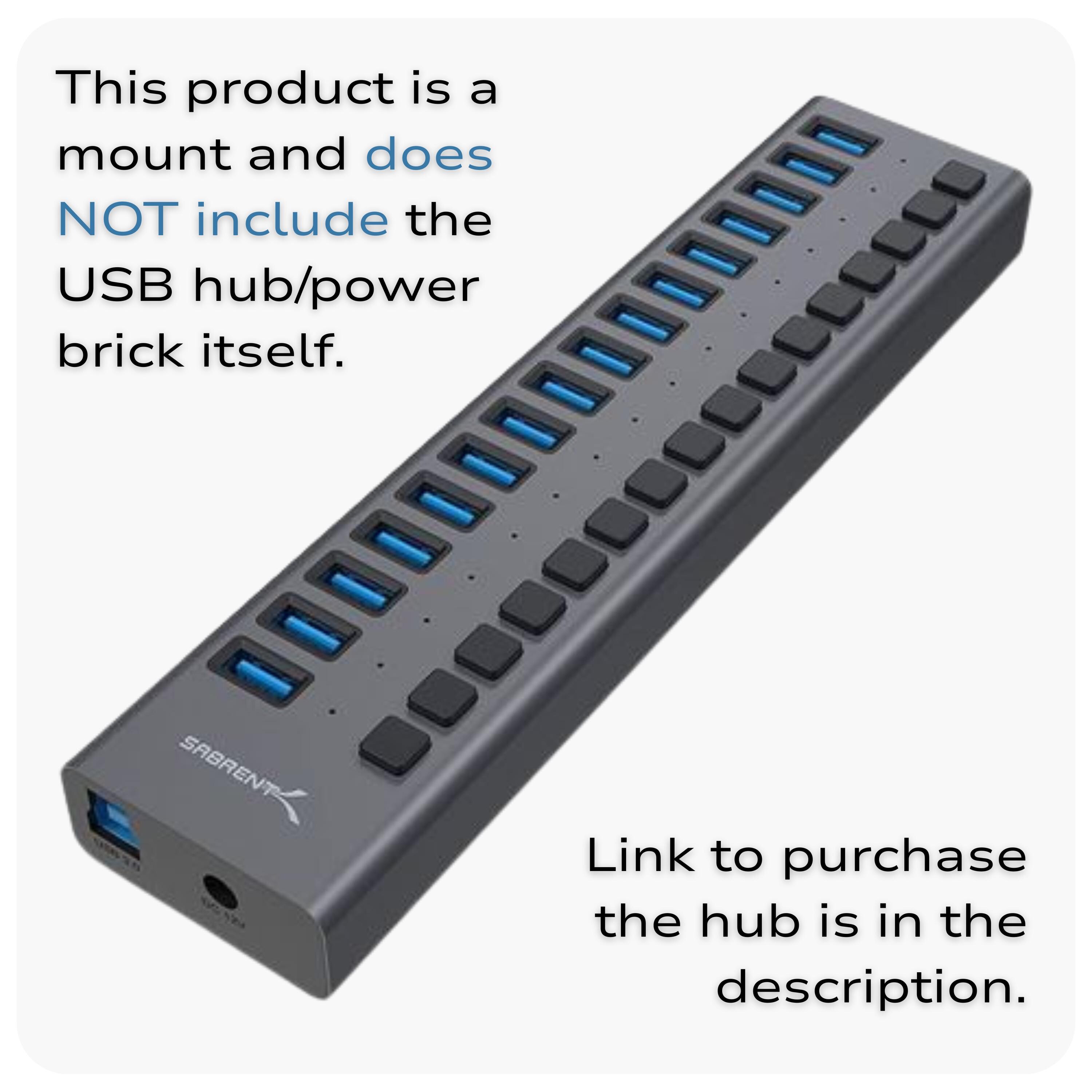 Sabrent 16-USB Port Hub AND Power Brick Mount COMBO - Etsy